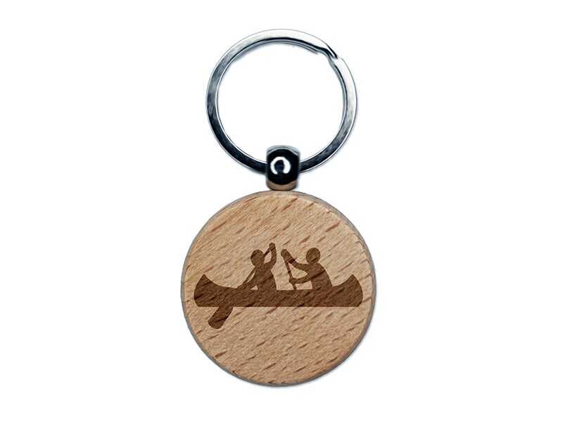 Two Person Canoe Team Water Boat with Paddle Engraved Wood Round ...