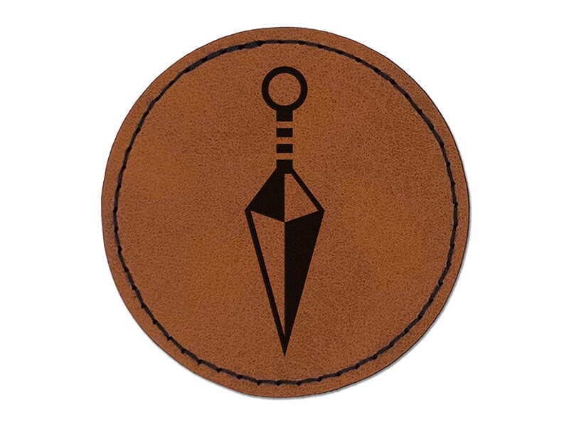 Kunai Ninja Weapon Round Iron-On Engraved Faux Leather Patch Applique ...