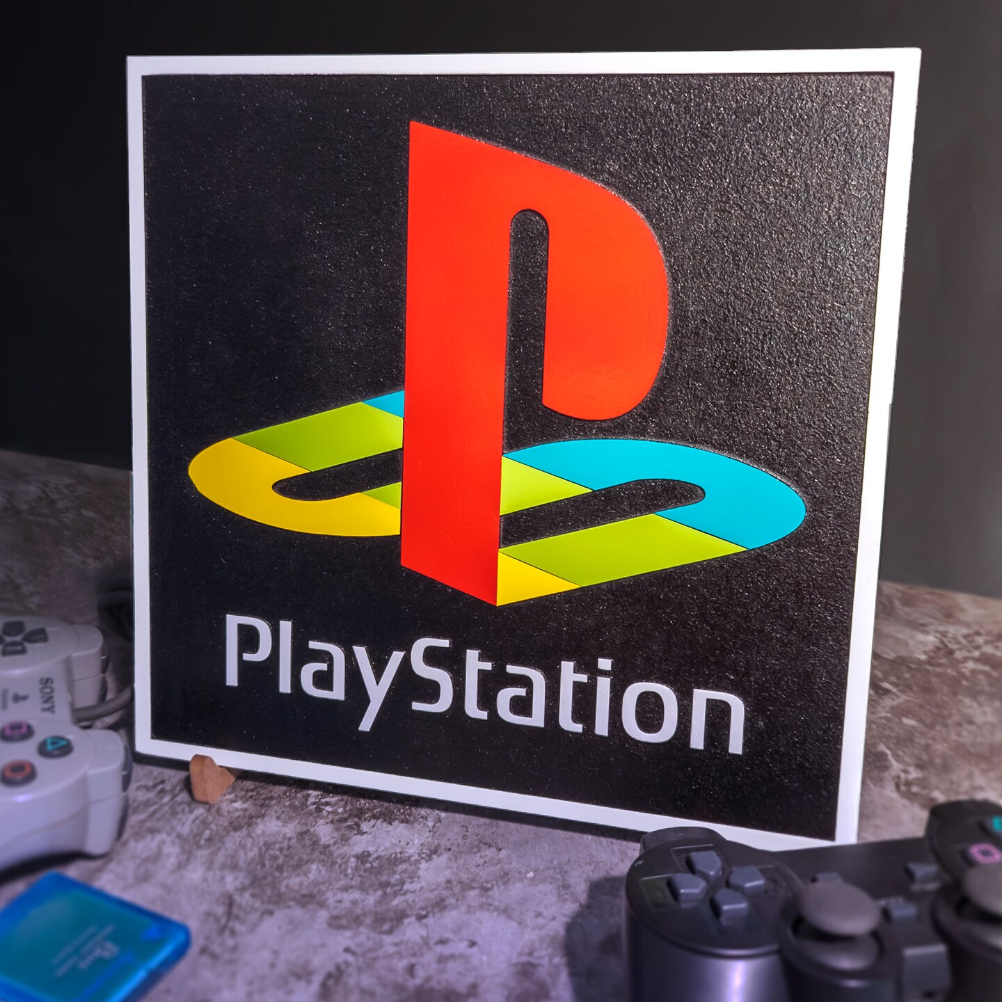 Large Engraved Square PlayStation Logo Video Game Wall Art Collectable ...