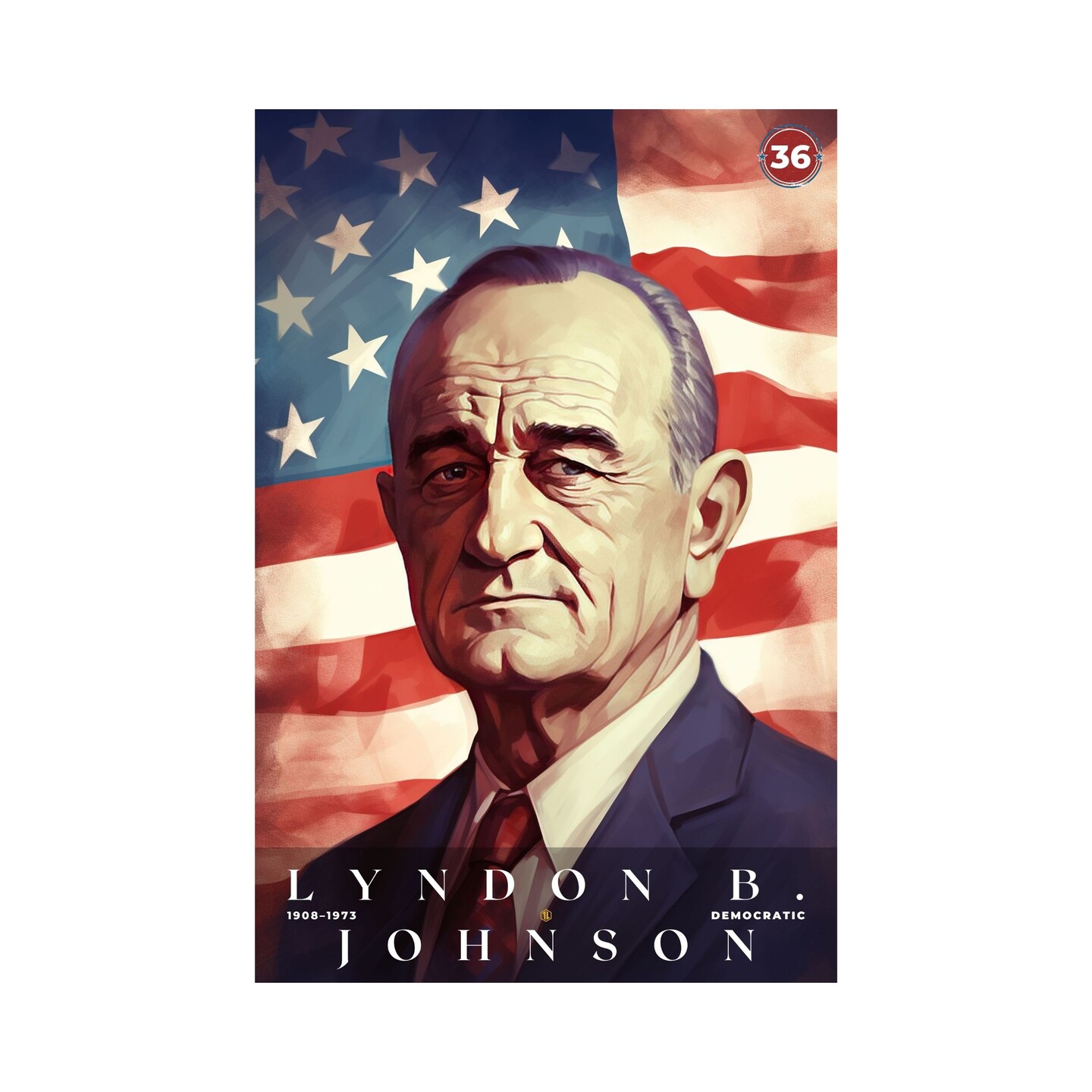Lyndon B. Johnson Poster, US President Print, Office Poster, Home Decor ...