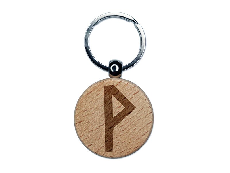 Norse Viking Dwarven Rune Letter W Engraved Wood Round Keychain Tag ...