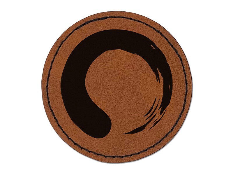 Enso Zen Buddhism Infinity Circle Round Iron-On Engraved Faux Leather ...