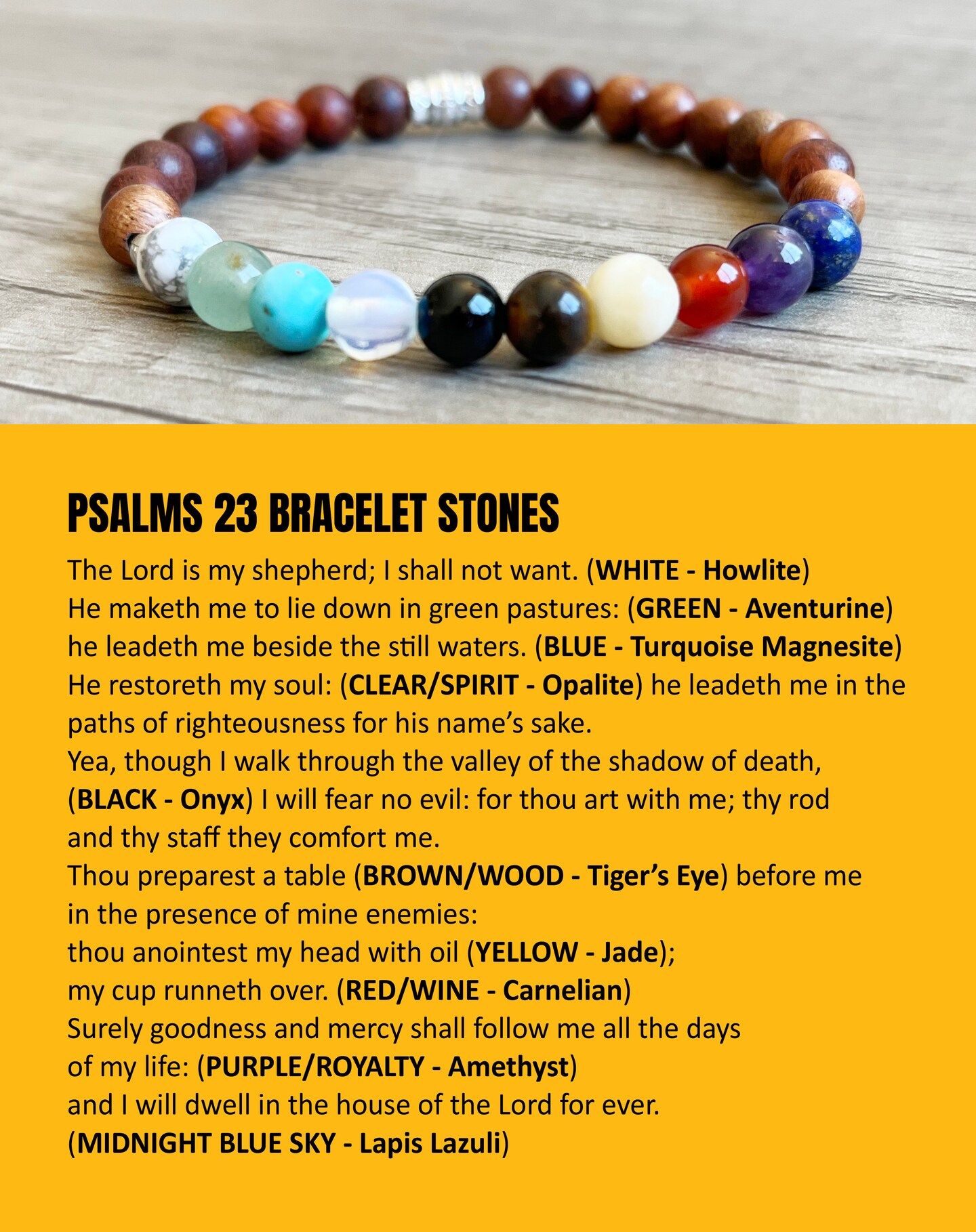 Psalms 23 bracelet Bible bracelets Christian faith Black lava beads Natural stone jewelry beaded MakerPlace by Michaels