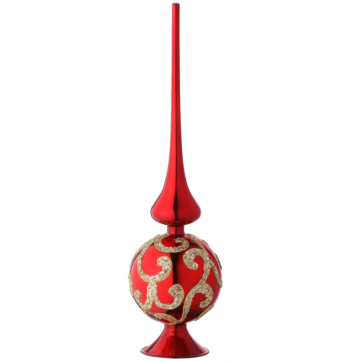 National Tree Company 15" Burgundy and Gold Glass Christmas Tree Topper ...