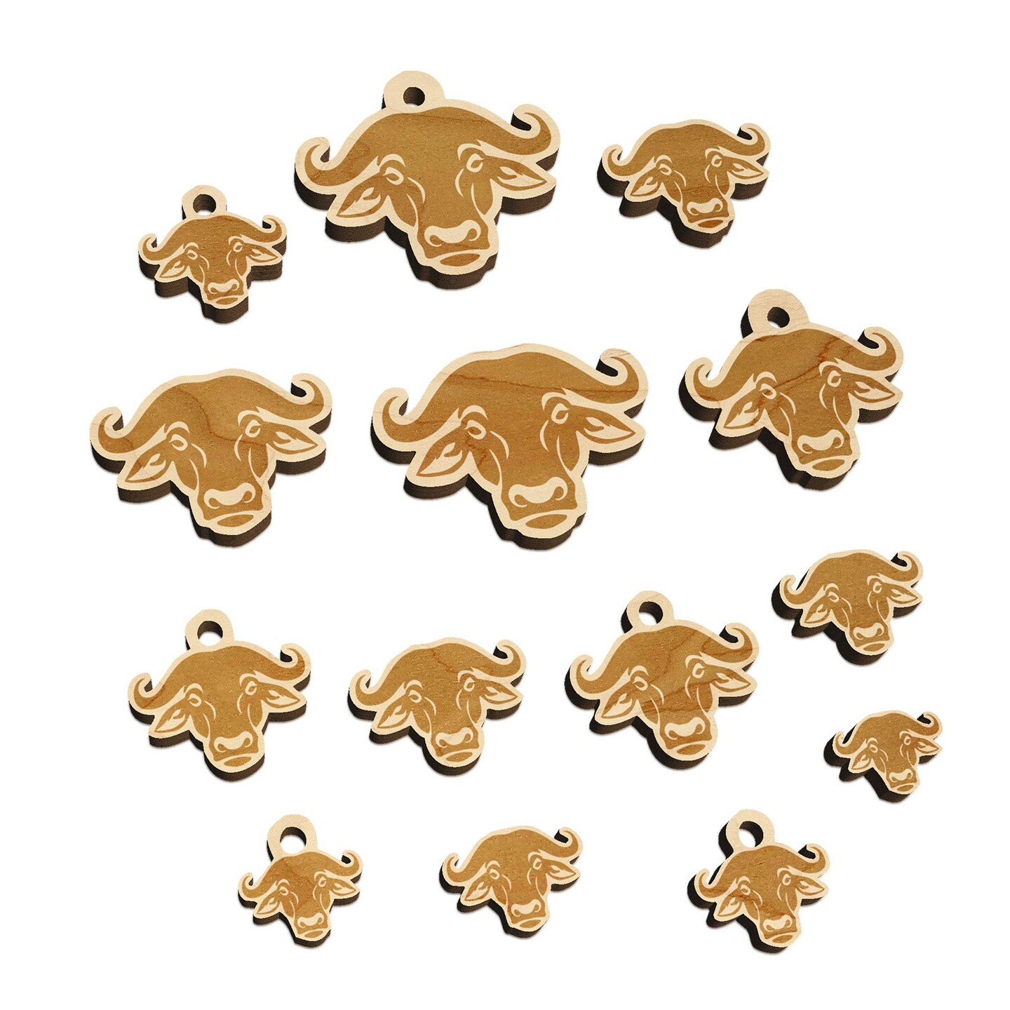 Water Cape Buffalo Bison Ox Mini Wood Shape Charms Jewelry DIY Craft ...