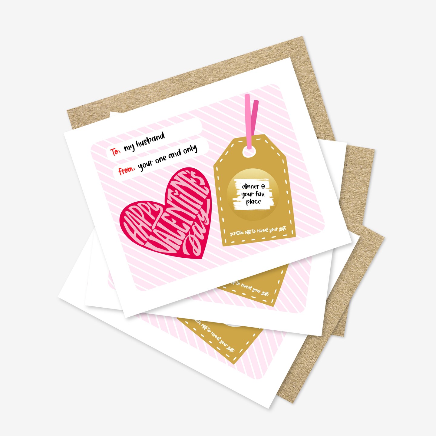 3 Pk Valentine's Day Scratch Off Surprise Cards and Envelopes and ...