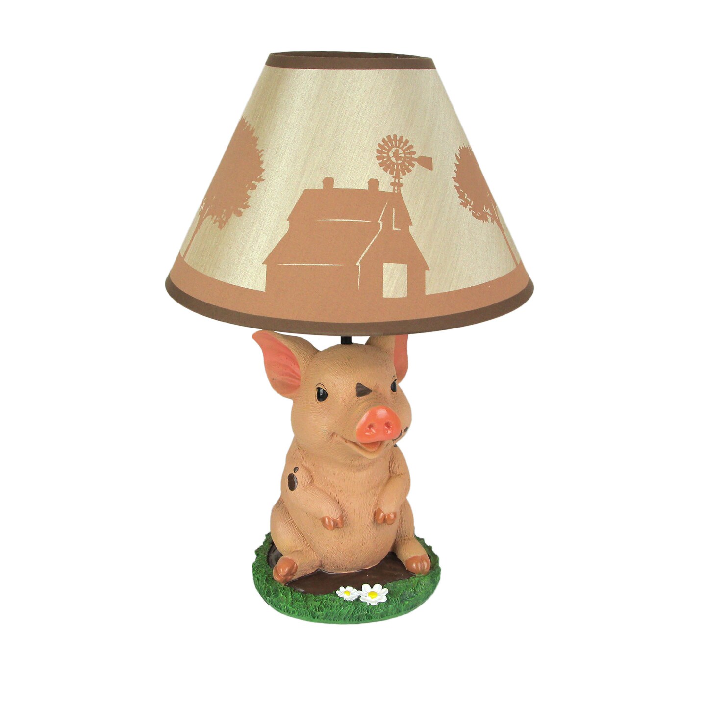 Muddy Delight Barnyard Pig Sculptural Table Lamp w/Decorative Shade ...