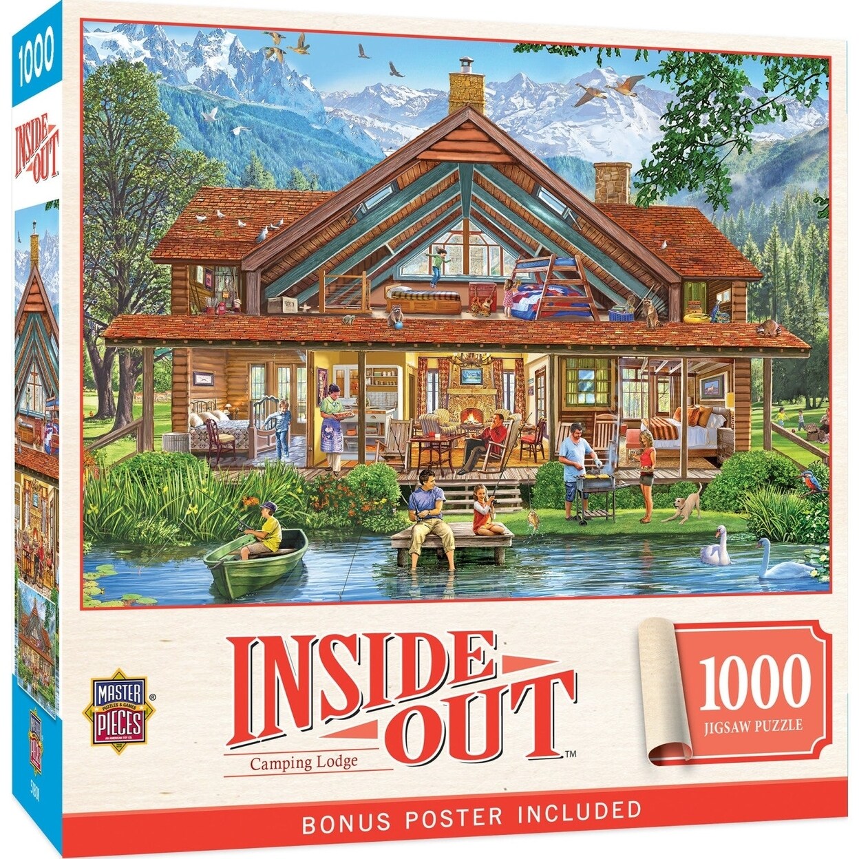 Masterpieces Inside Out Camping Lodge 1000 Piece Jigsaw Puzzle 26.75X19 ...