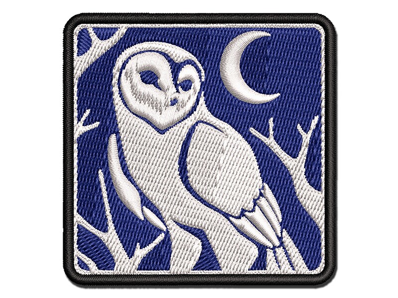 Barn Owl Standing in the Night Multi-Color Embroidered Iron-On or Hook & Loop Patch Applique ...