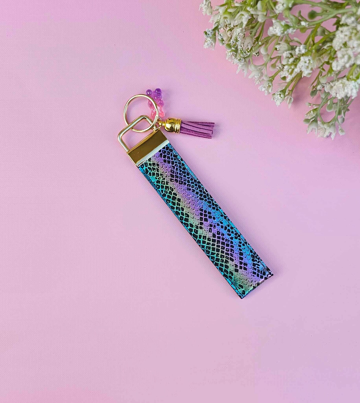 SNAKE PATTERN FAUX LEATHER KEYCHAIN | MakerPlace by Michaels