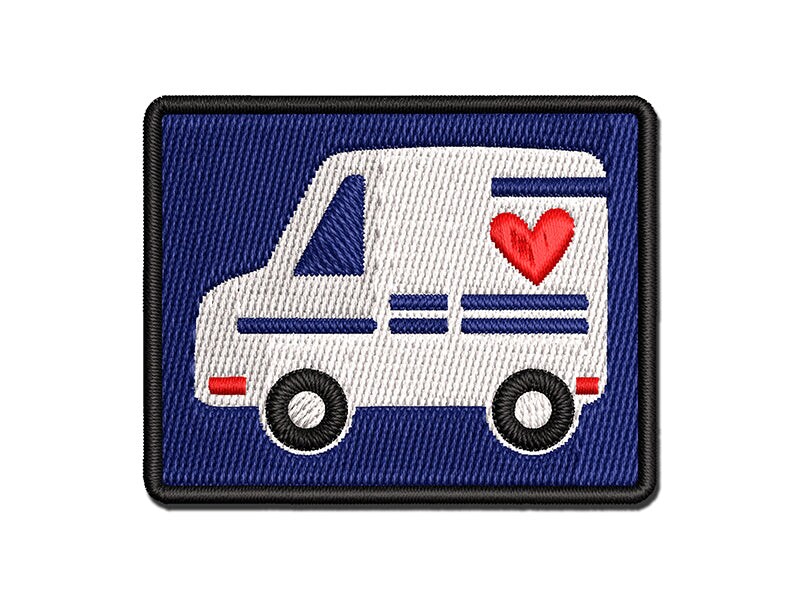 Mail Shipping Delivery Truck with Heart Multi-Color Embroidered Iron-On ...
