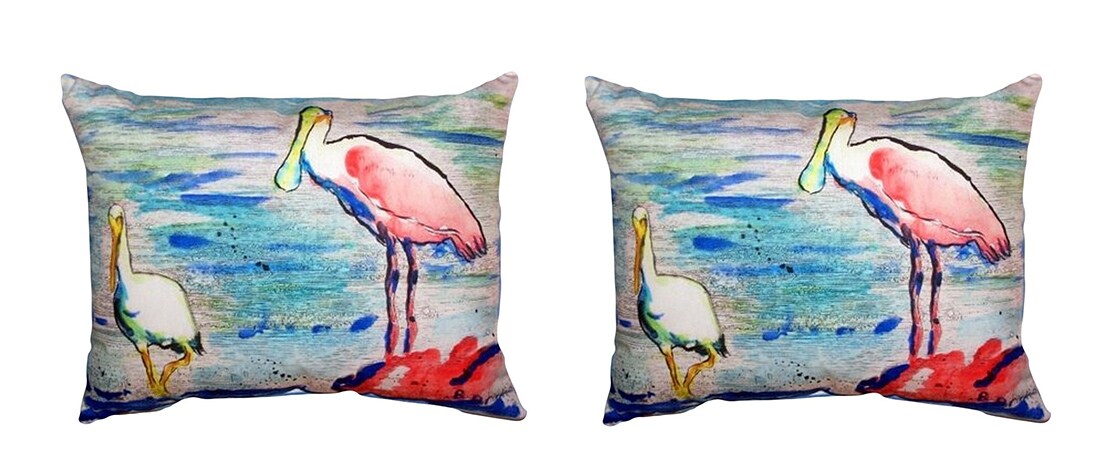 Pair of Betsy Drake Spoonbill & Ibis No Cord Pillows 16 Inch X 20 Inch ...