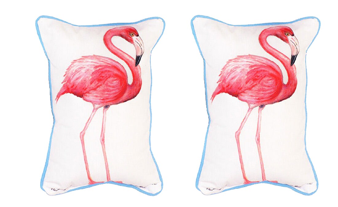 Pair of Betsy Drake Pink Flamingo Small Outdoor Pillows 12 X 12 | Michaels
