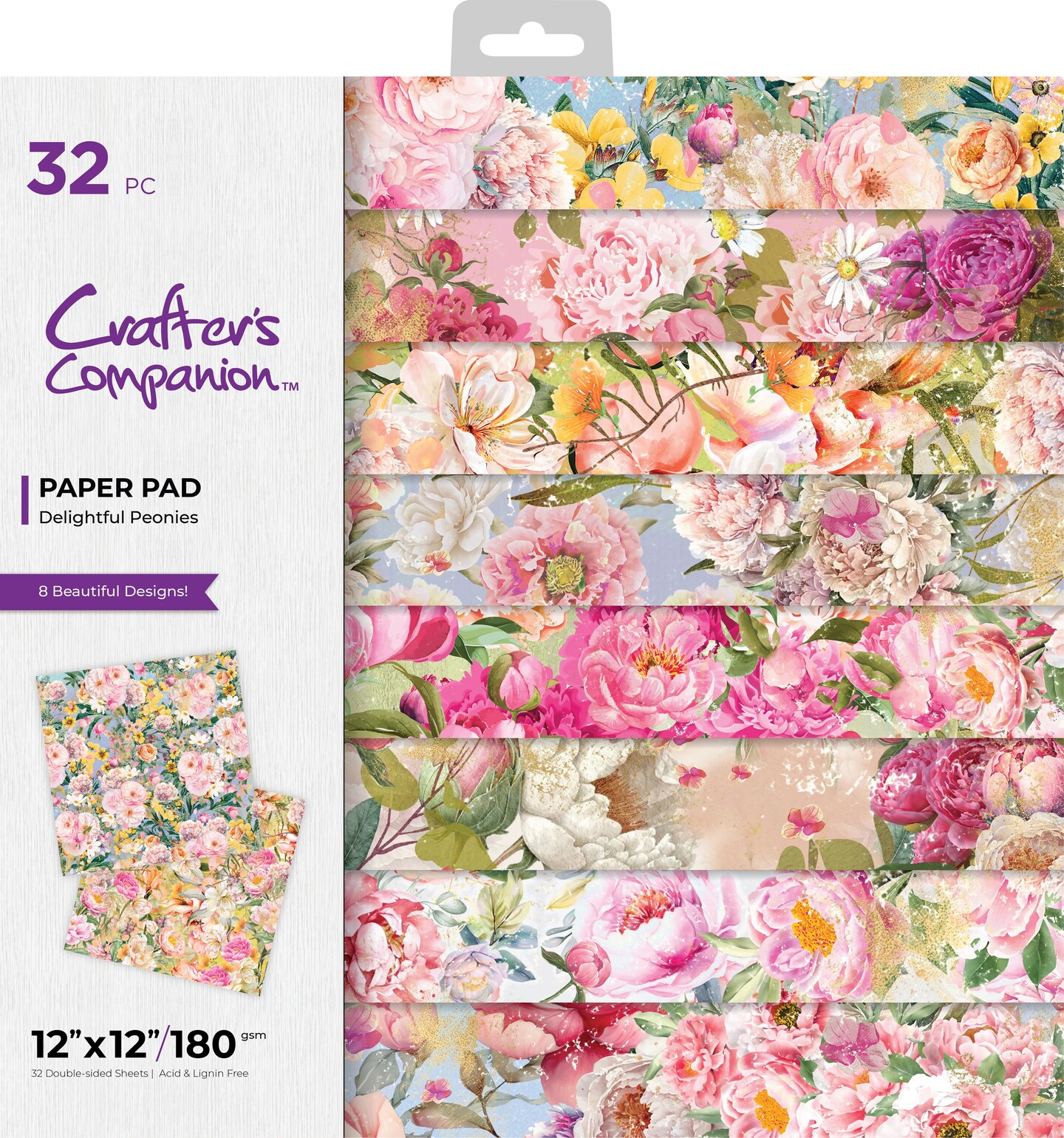 Crafter's Companion Paper Pad 12"X12"-Delightful Peonies | Michaels