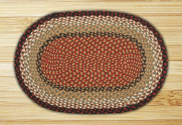 Earth Rugs C-19 Burgundy / Mustard Oval Braided Rug 5 Feet x 8 Feet ...