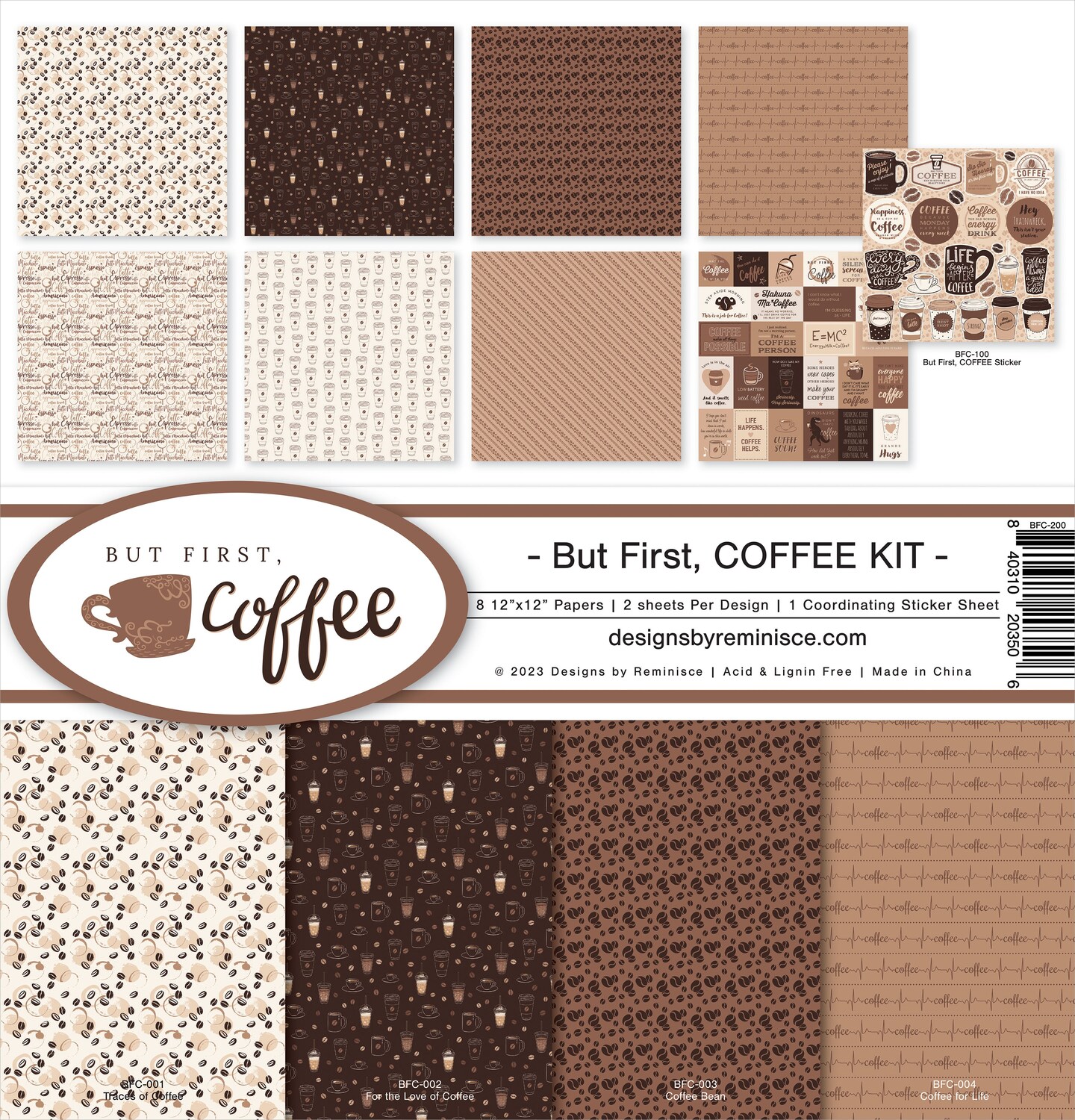 Reminisce Collection Kit 12"X12"-But First, Coffee | Michaels