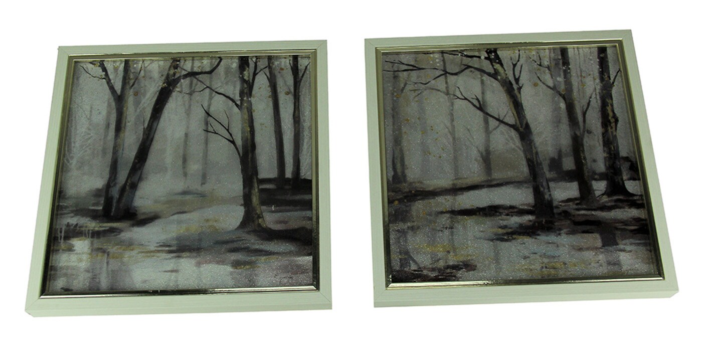 Set of 2 Winter Forest Framed Nature Art Prints 13 Inches Square | Michaels