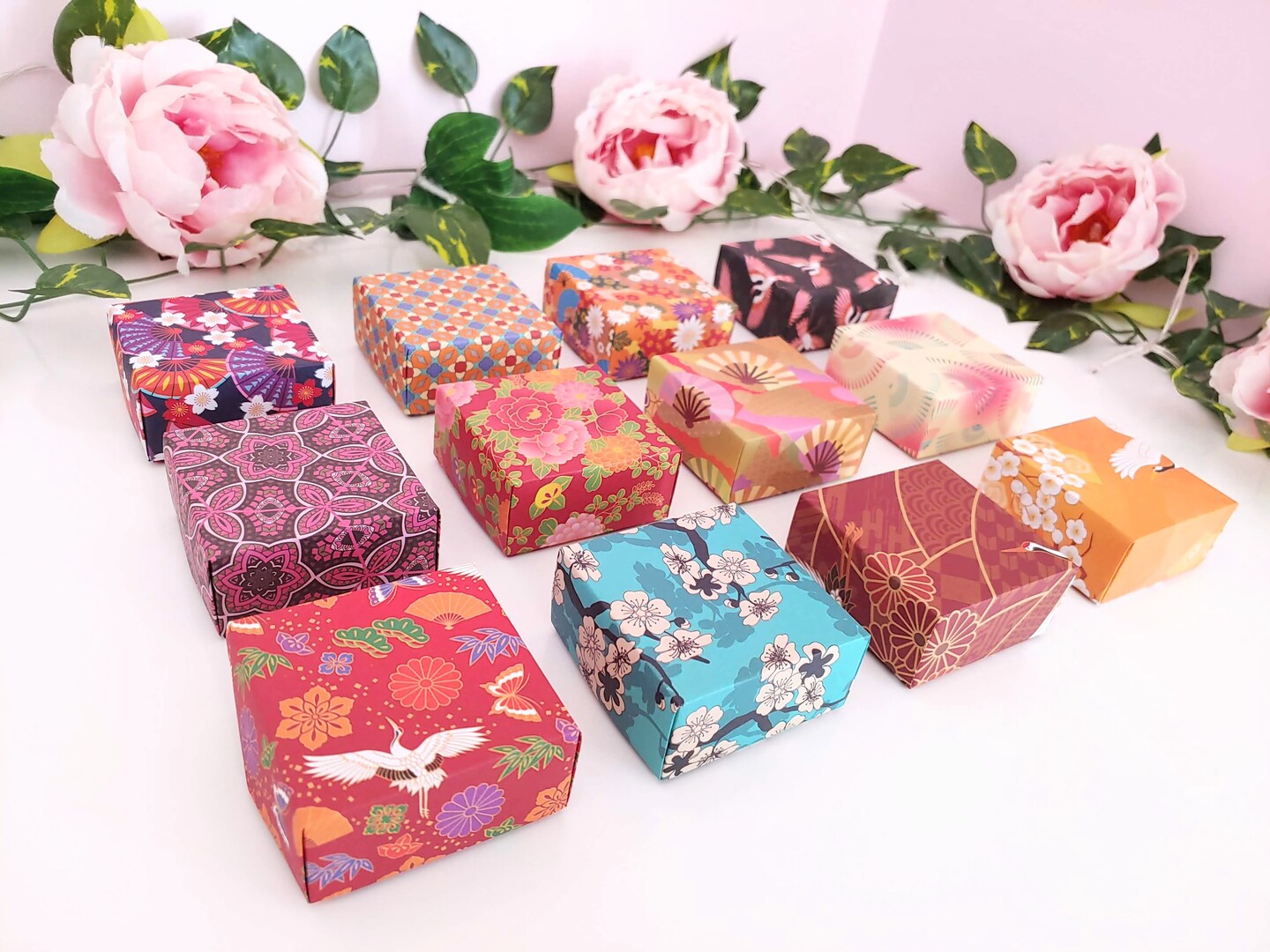 12 Pack Small Empty Paper Boxes with Lids, Finished Origami Masu, Gift ...