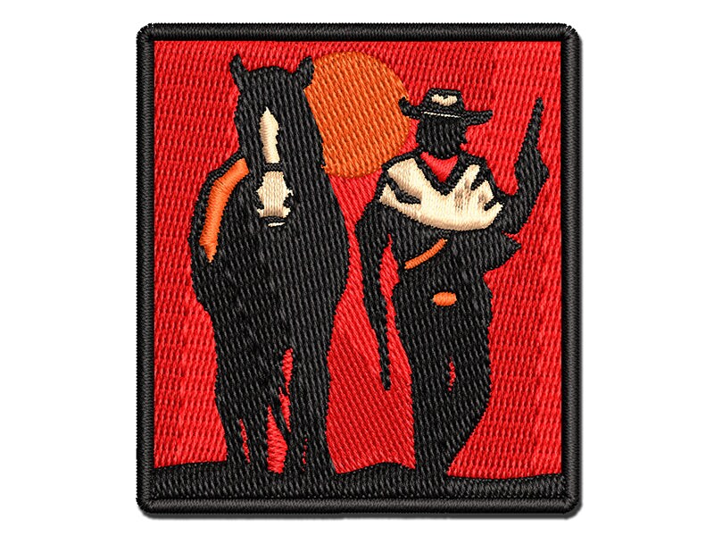 Cowboy with Guns and Horse Multi-Color Embroidered Iron-On or Hook ...