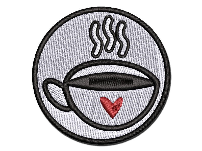 Fun Cup of Tea Coffee with Heart Multi-Color Embroidered Iron-On or Hook & Loop Patch Applique ...
