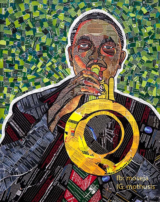 the artist, mini art print, fridge magnet art, collage by mothusi ...