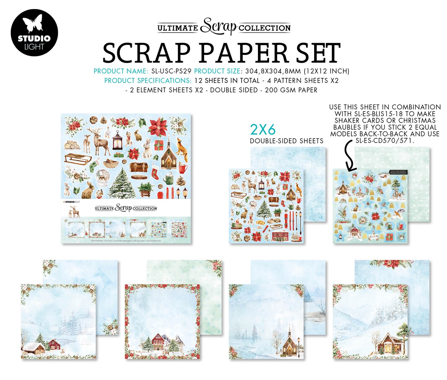 Studio Light SL Paper Set Christmas Ultimate Scrap Collection 304.8x304 ...