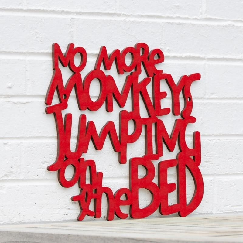 Spunky Fluff No More Monkeys Jumping On The Bed, Kids Playroom Wall Art ...