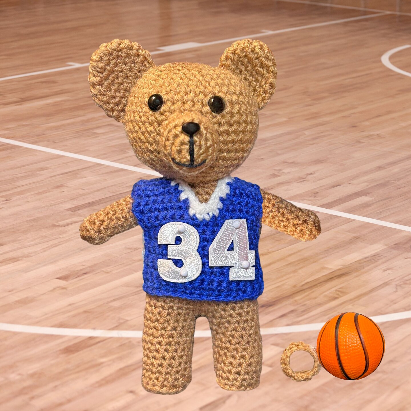 Basketball Teddy Bear, Handmade Crochet Teddy Bear, Basketball Fan Gift, Amigurumi | MakerPlace ...