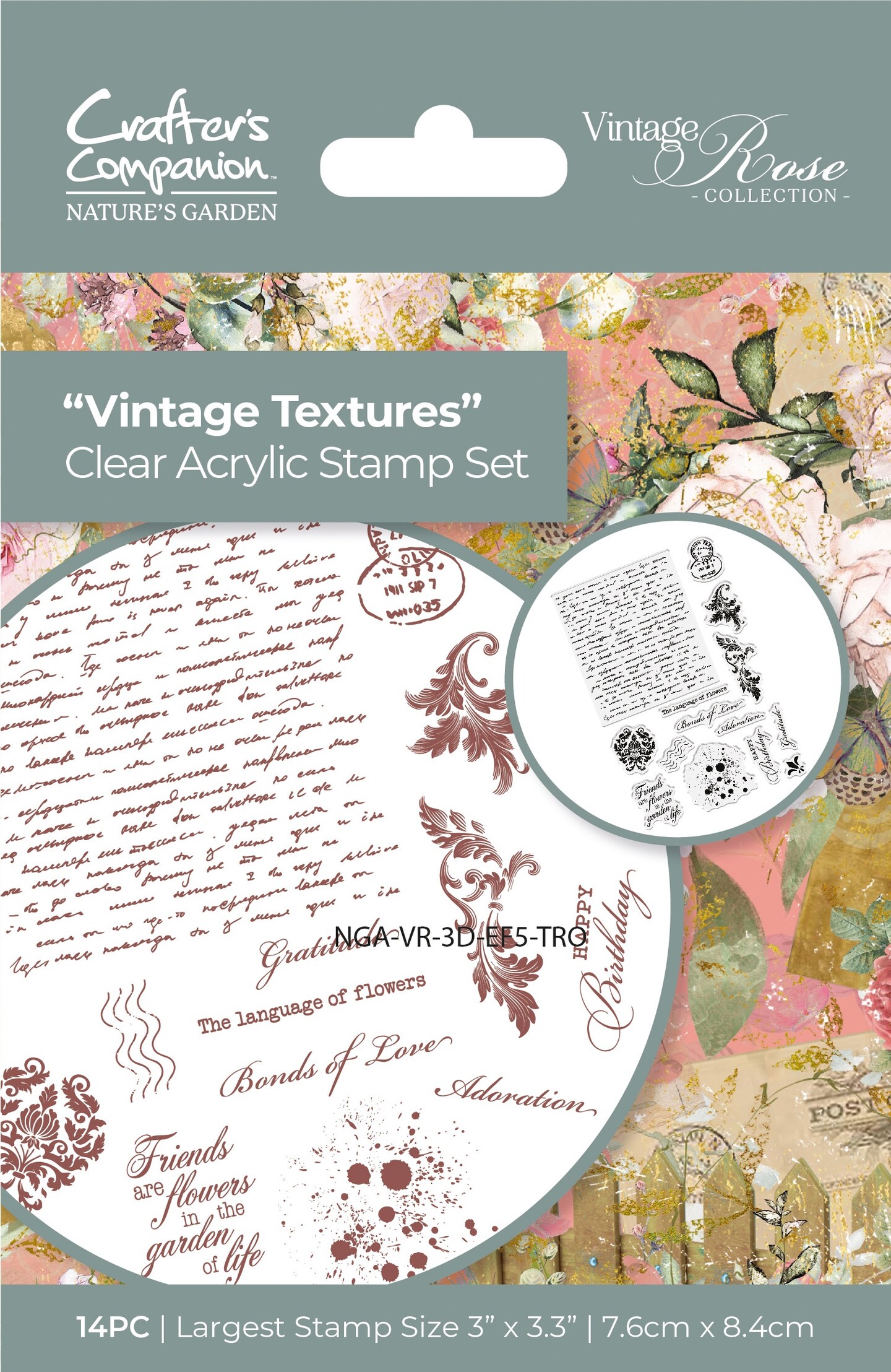 Nature's Garden Vintage Rose Clear Stamp-Vintage Textures | Michaels