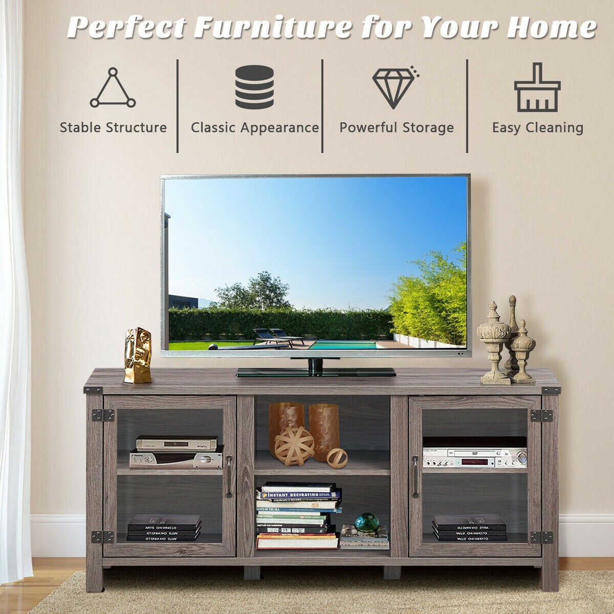 TV Stand Entertainment Center for TV's with Storage Cabinets | Michaels