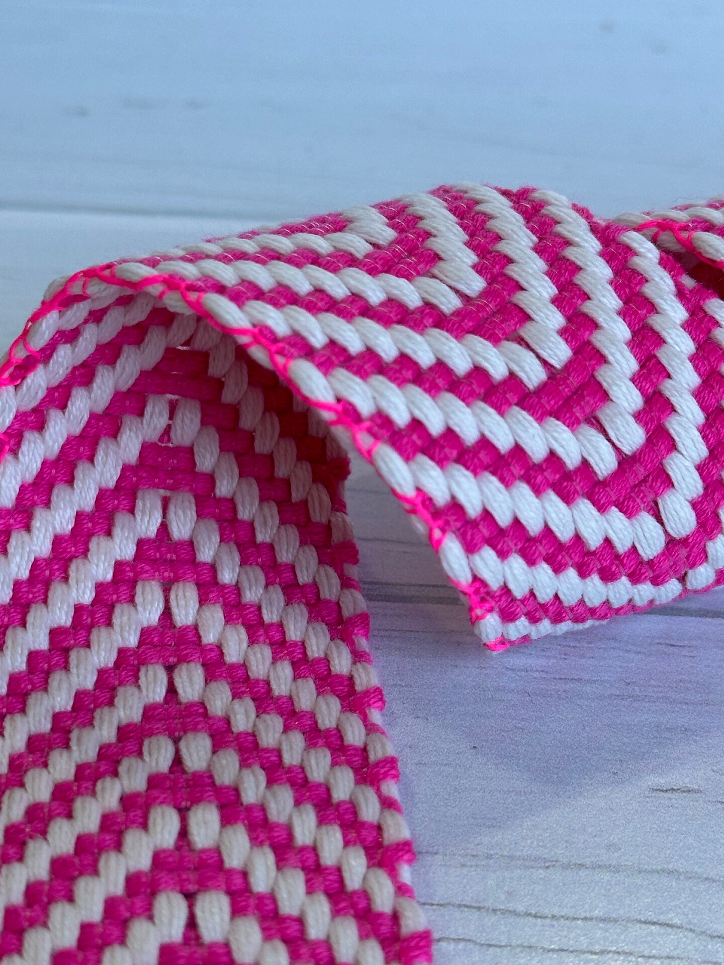 Neon Pink And White Woven Chevron 1.5” Webbing | Michaels