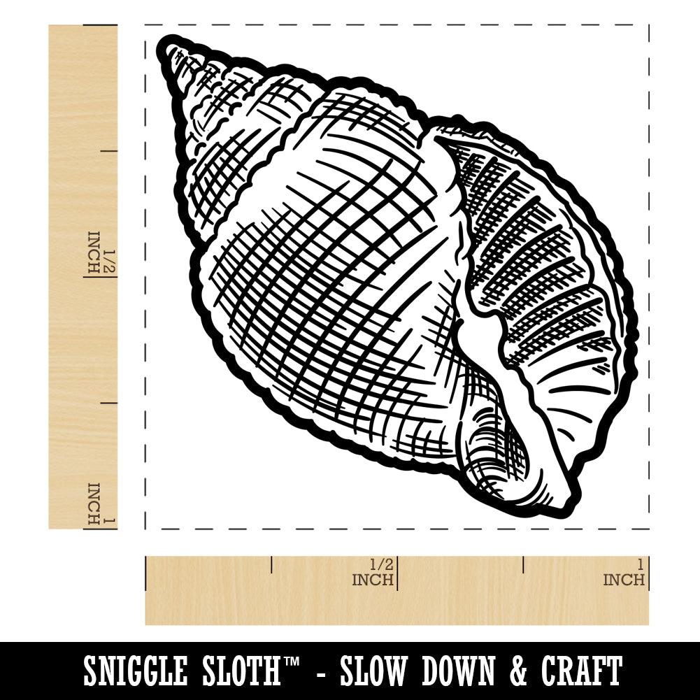 Nutmeg Shell Hashmark Shaded Beach Seashell Self-Inking Rubber Stamp ...