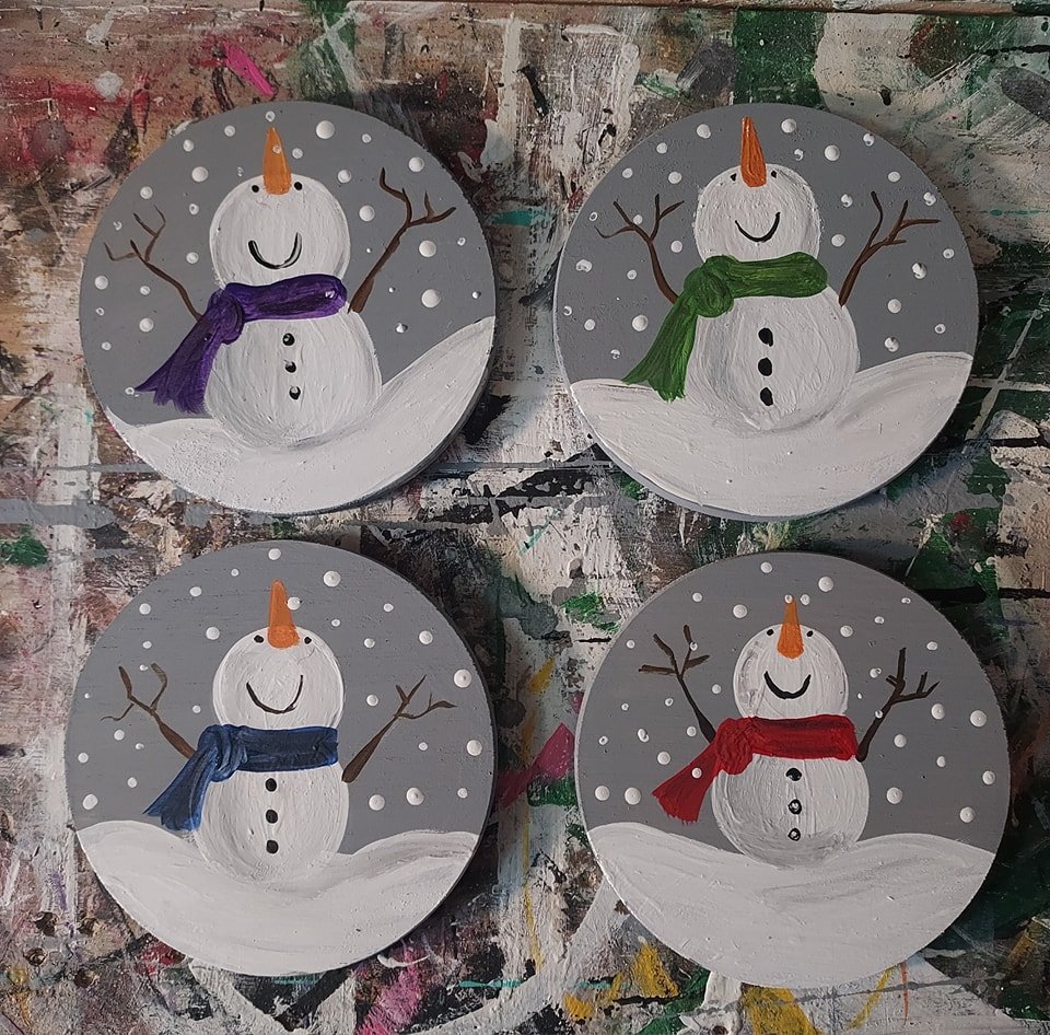 Hand painted snowman coasters | MakerPlace by Michaels