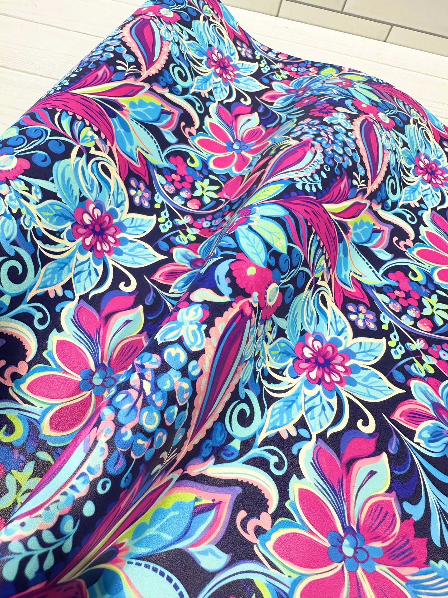 Aqua Preppy Paisley Watercolor Floral Smooth vinyl | Michaels