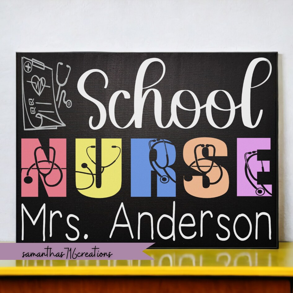 School Nurse Office Sign, Nurse Name Sign, Personalized Gift For Nurse ...