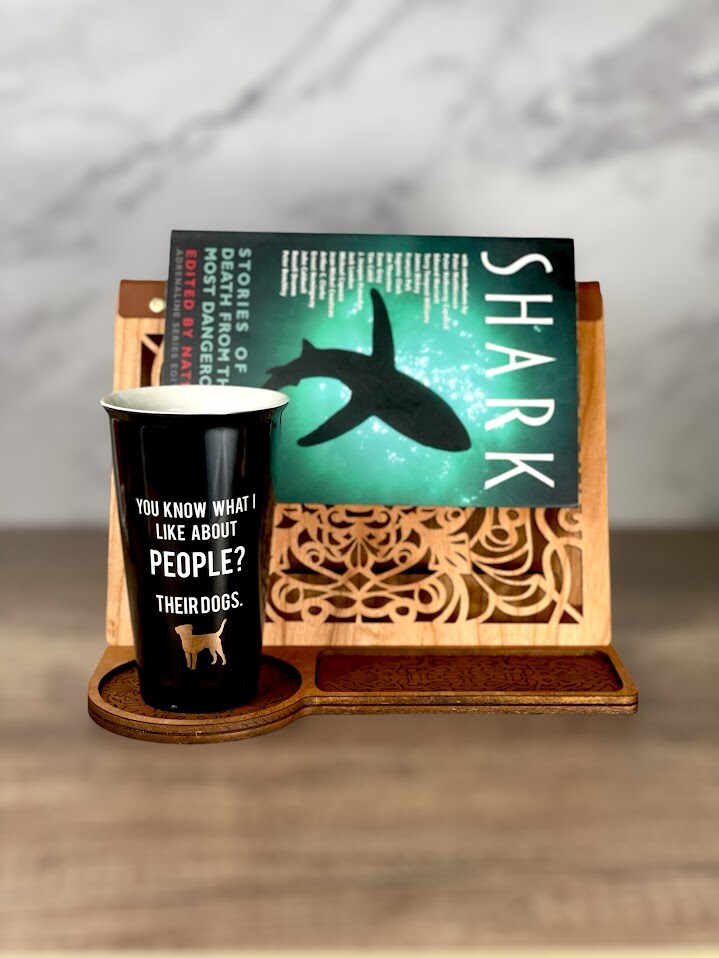 Luxury Wooden Book Valet Stand Laser Cut and Engraved Book lovers gift ...