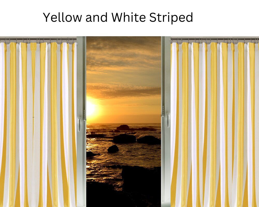 Drapery Loft custom made yellow and white striped curtains any length