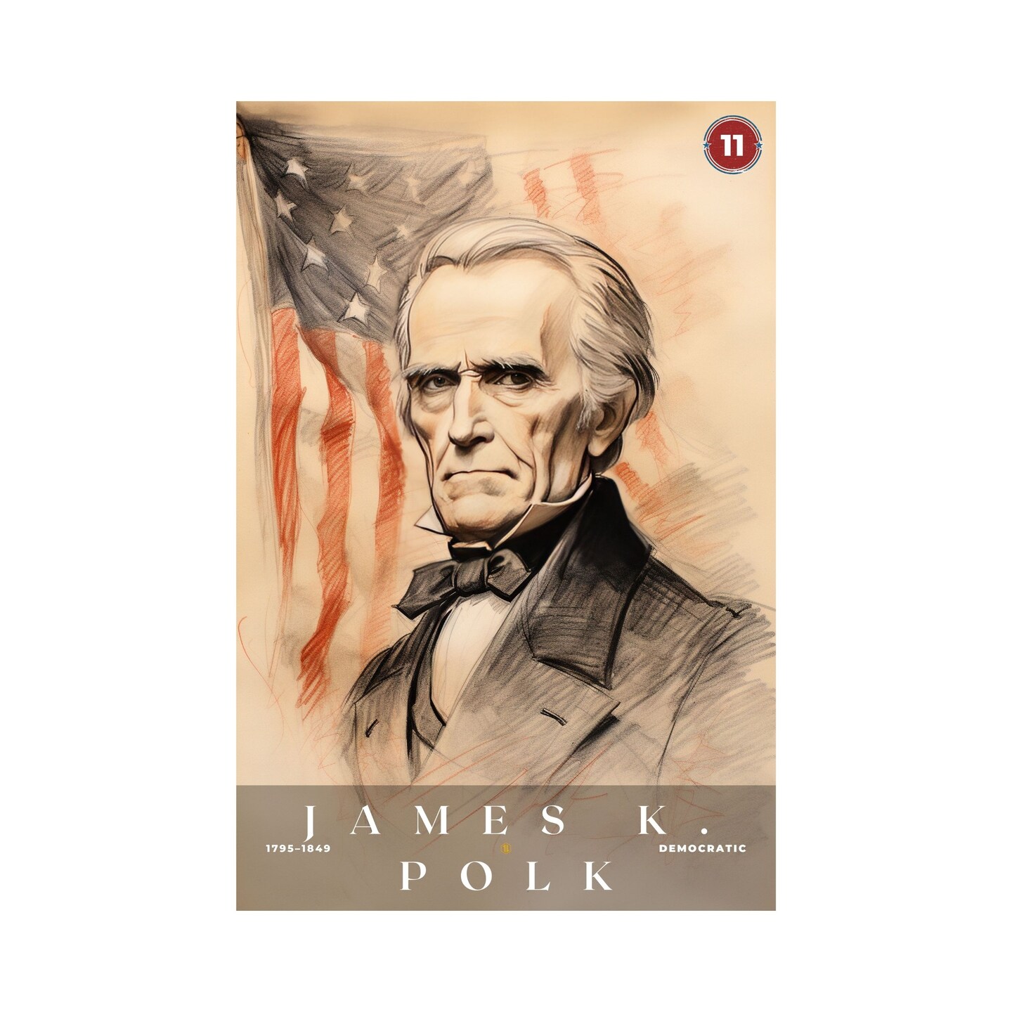 James K. Polk Poster, US President Print, Office Poster, Home Decor ...