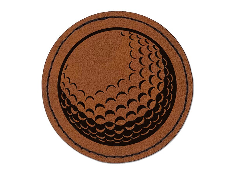 Golf Ball Sports Round Iron-On Engraved Faux Leather Patch Applique - 2 ...