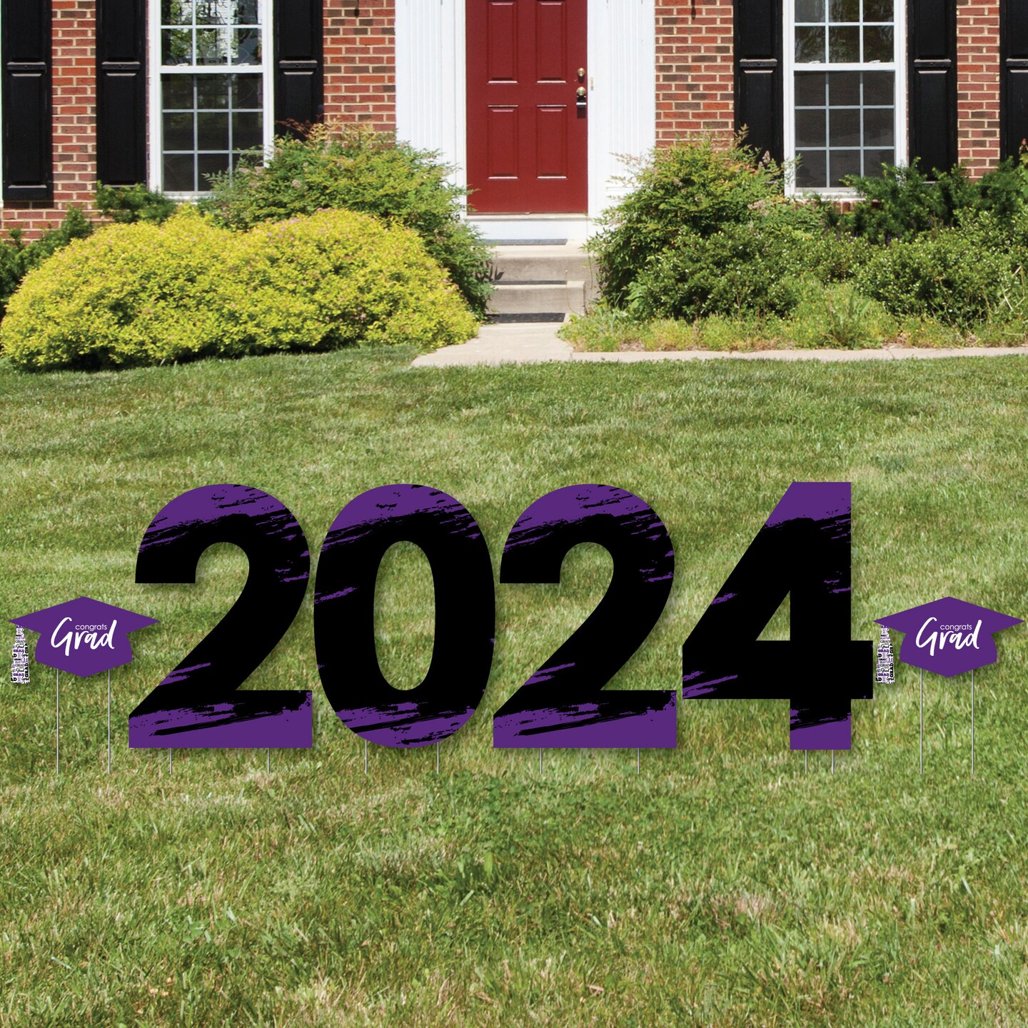 Big Dot of Happiness Purple 2024 Graduation Party Yard Signs - Outdoor ...