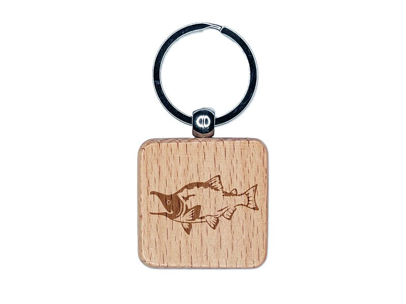 Sockeye Salmon Fish Engraved Wood Square Keychain Tag Charm | Michaels