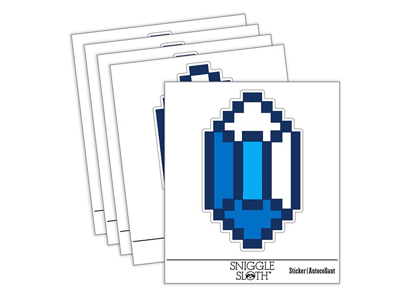 Pixel Gem Diamond Emerald Rupee RPG Game Waterproof Vinyl Phone Tablet ...