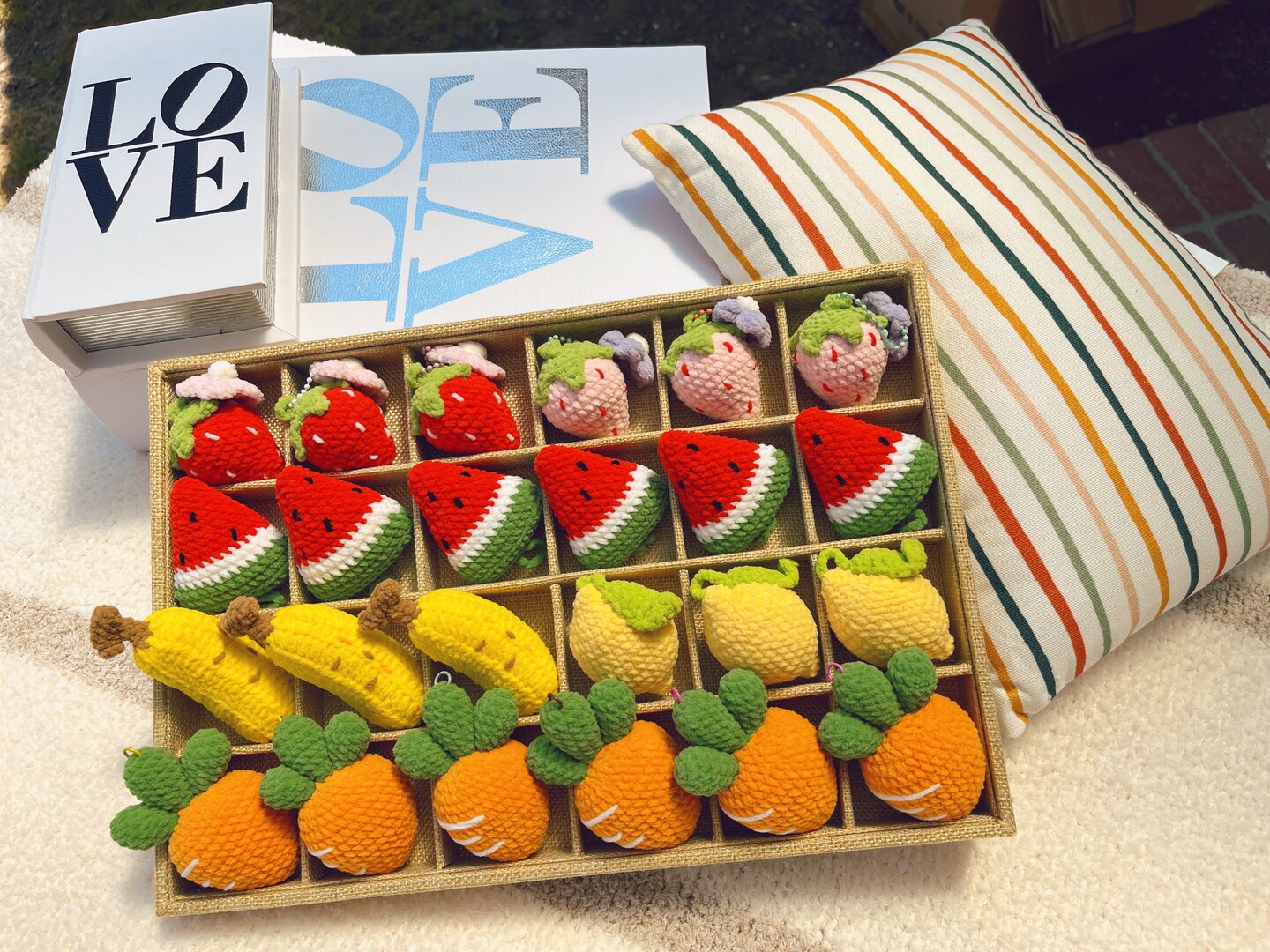 Personalized Fruit crochet Keychain Lemon, Banana, Carrot, Strawberry ...