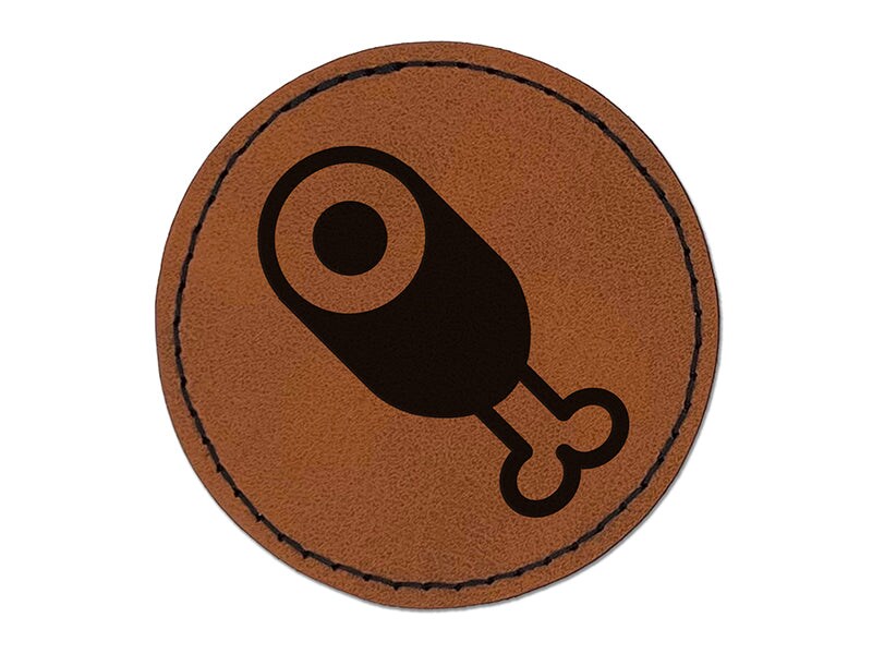 Leg of Lamb Beef Ham Meat Round Iron-On Engraved Faux Leather Patch ...