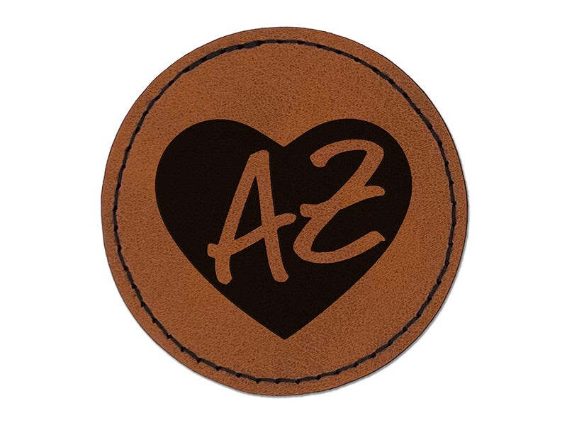AZ Arizona State in Heart Round Iron-On Engraved Faux Leather Patch ...
