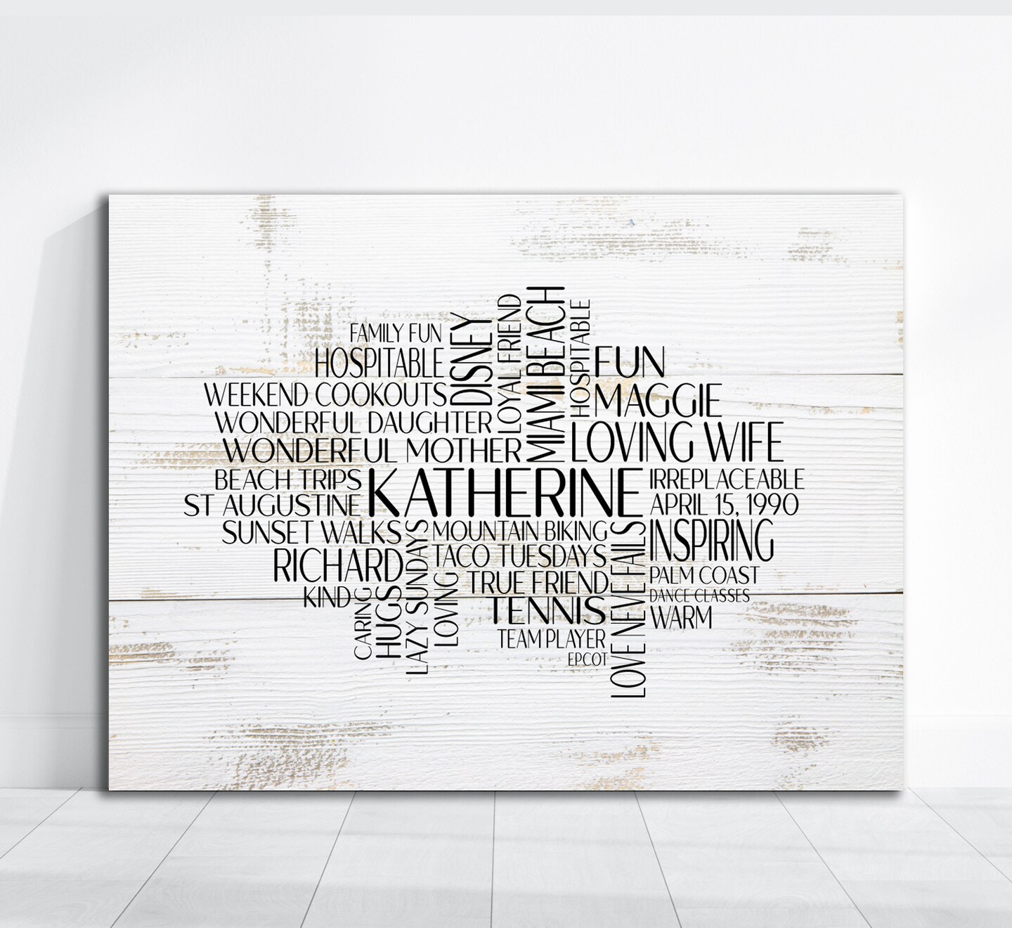 Custom Word Cloud II Birchwood Print - Anniversary, Wedding, Graduation ...