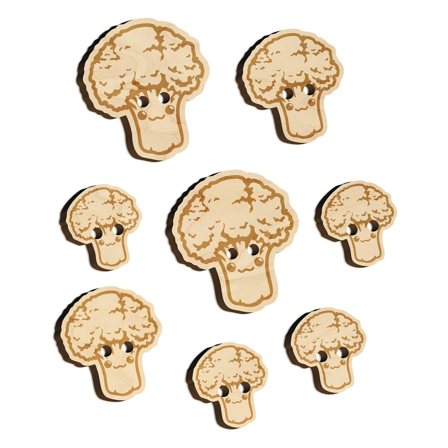 Cute Kawaii Broccoli Vegetable Wood Buttons for Sewing Knitting Crochet ...