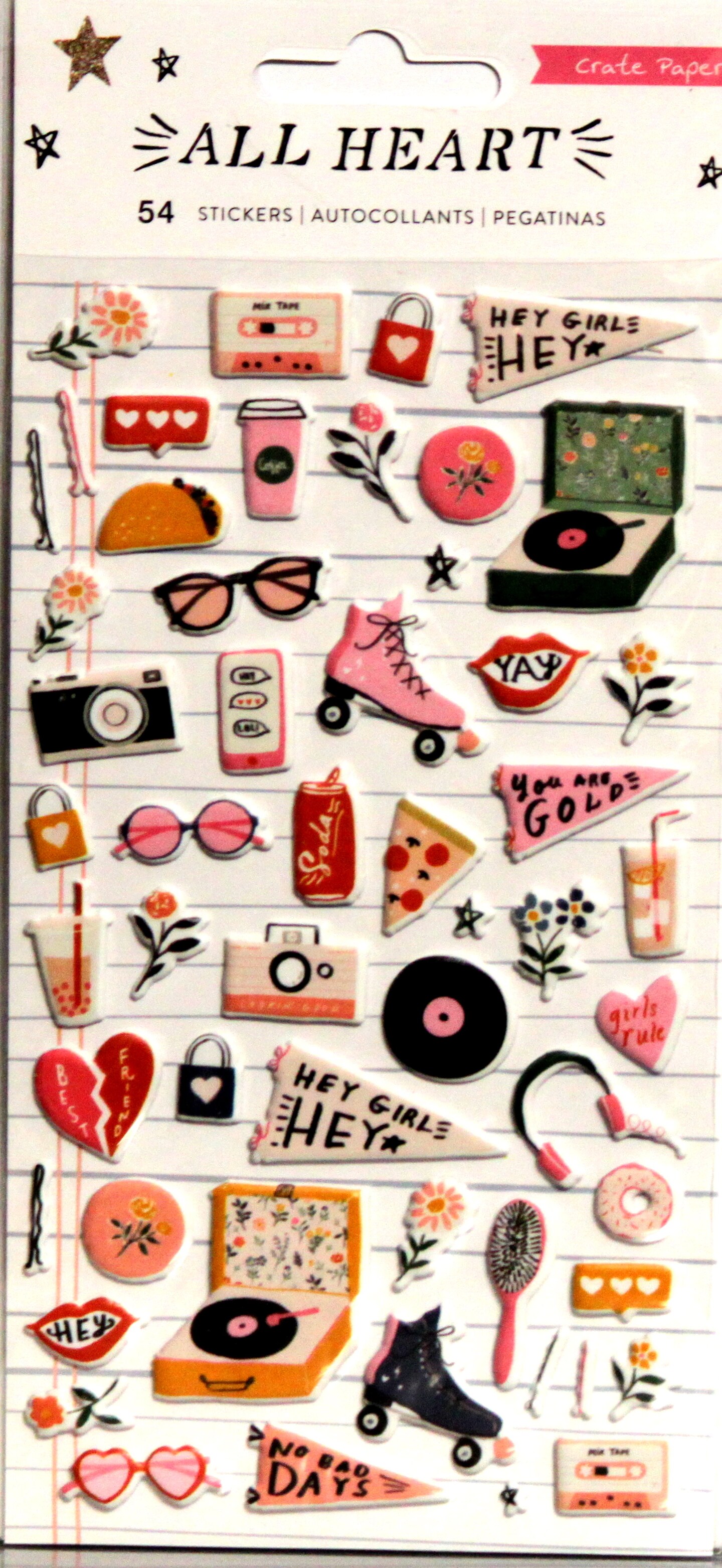 Crate Paper All heart Dimensional Puffy Stickers | Michaels