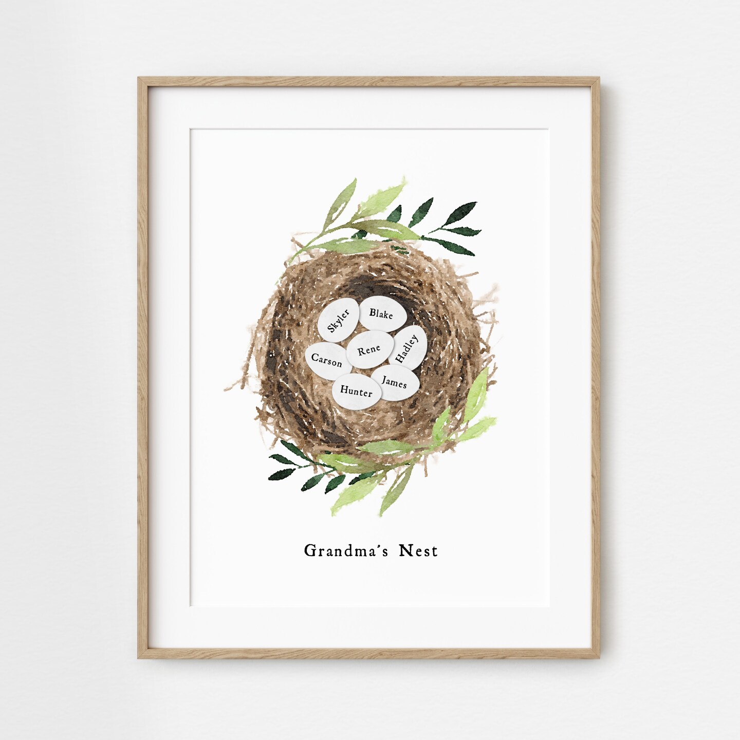 Custom Family Nest Print | Up to 7 Names Personalized Phrase Unframed ...