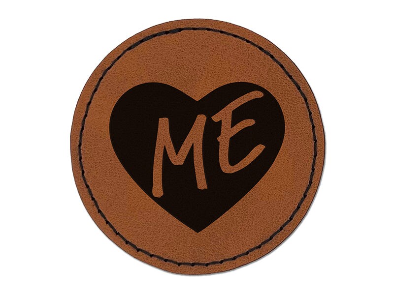 ME Maine State in Heart Round Iron-On Engraved Faux Leather Patch ...